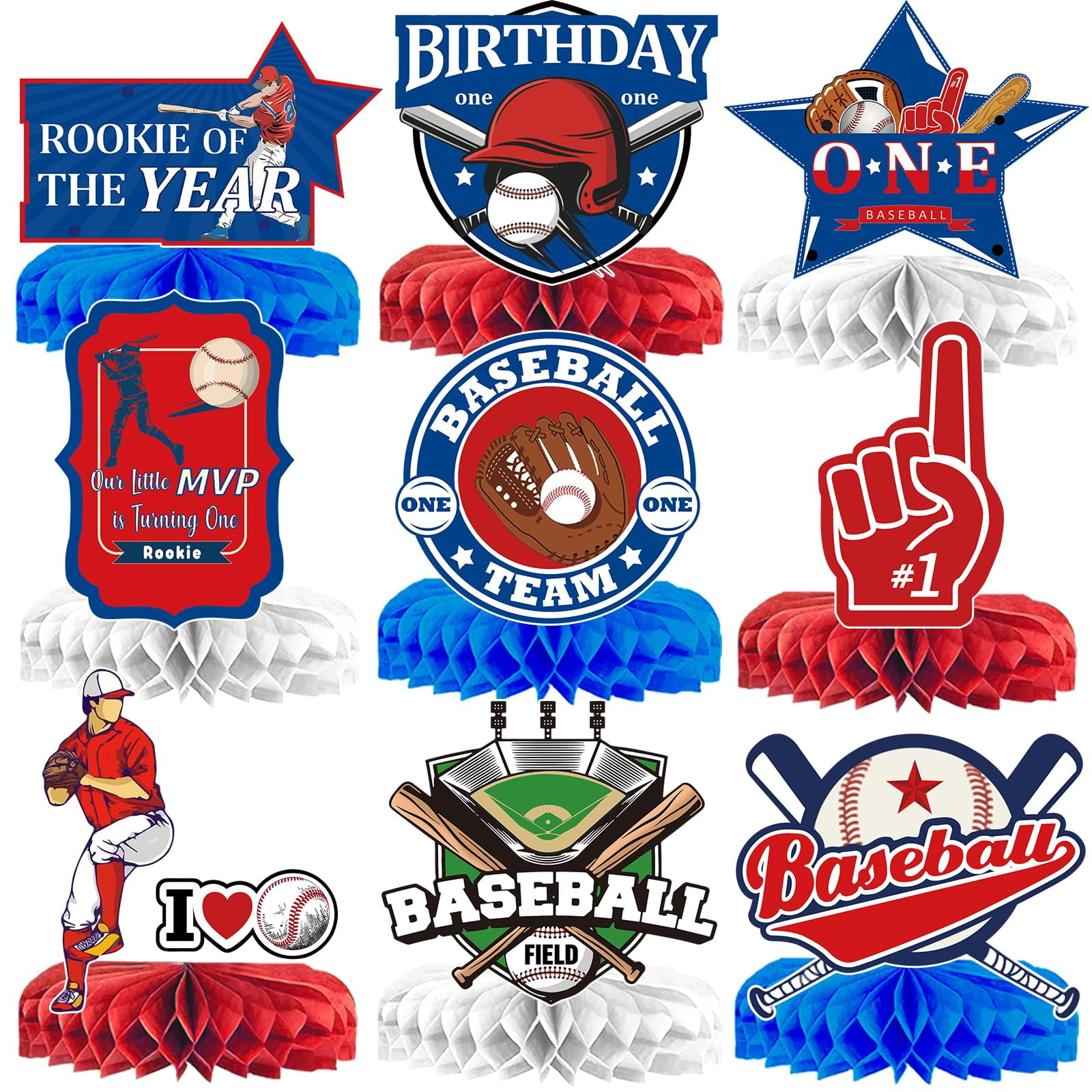 9Psc Baseball 1st Birthday Decorations Rookie of the Year 1st Birthday ...