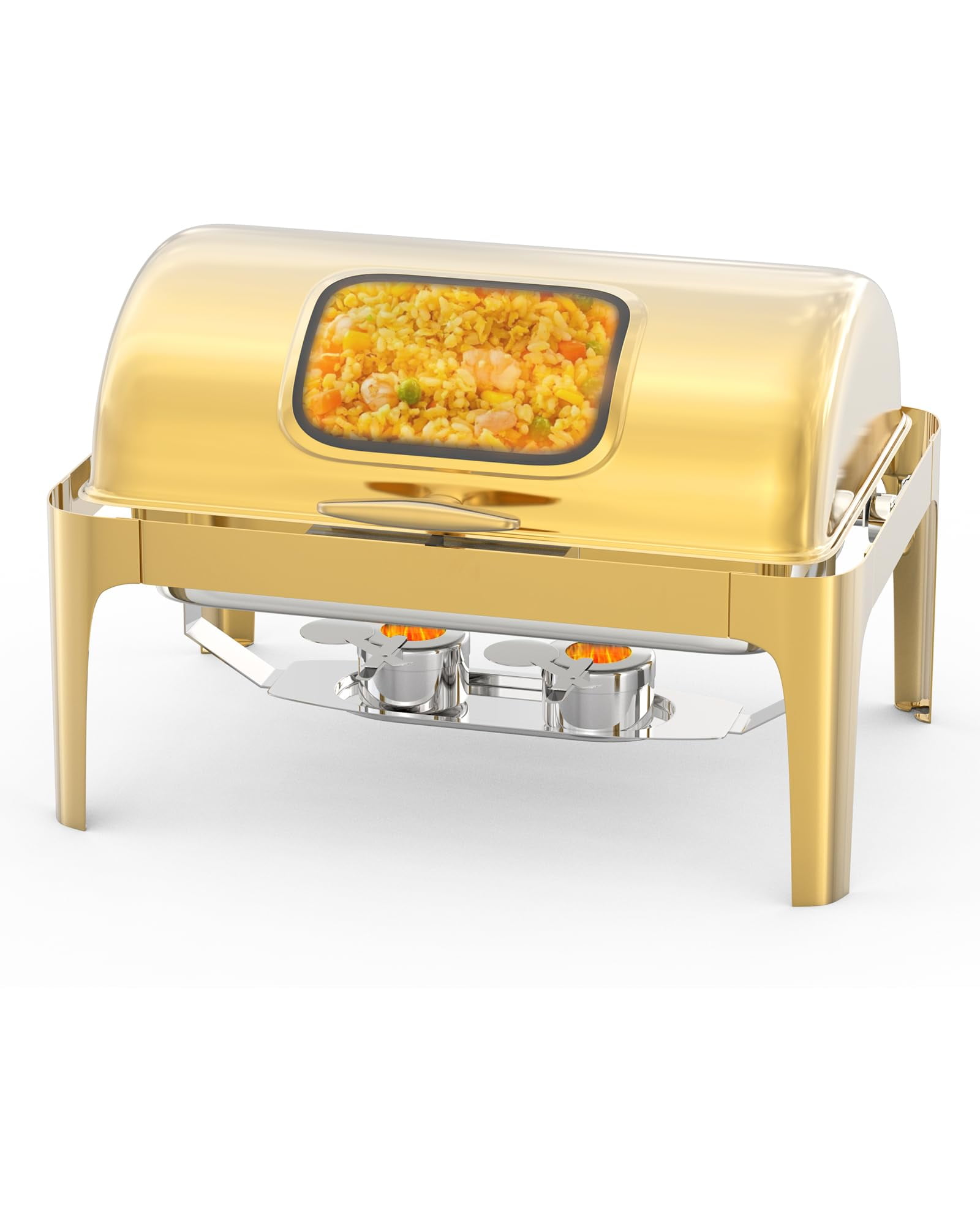 9QT Roll Top Chafing Dish Buffet Set, Rectangular Stainless Steel ...