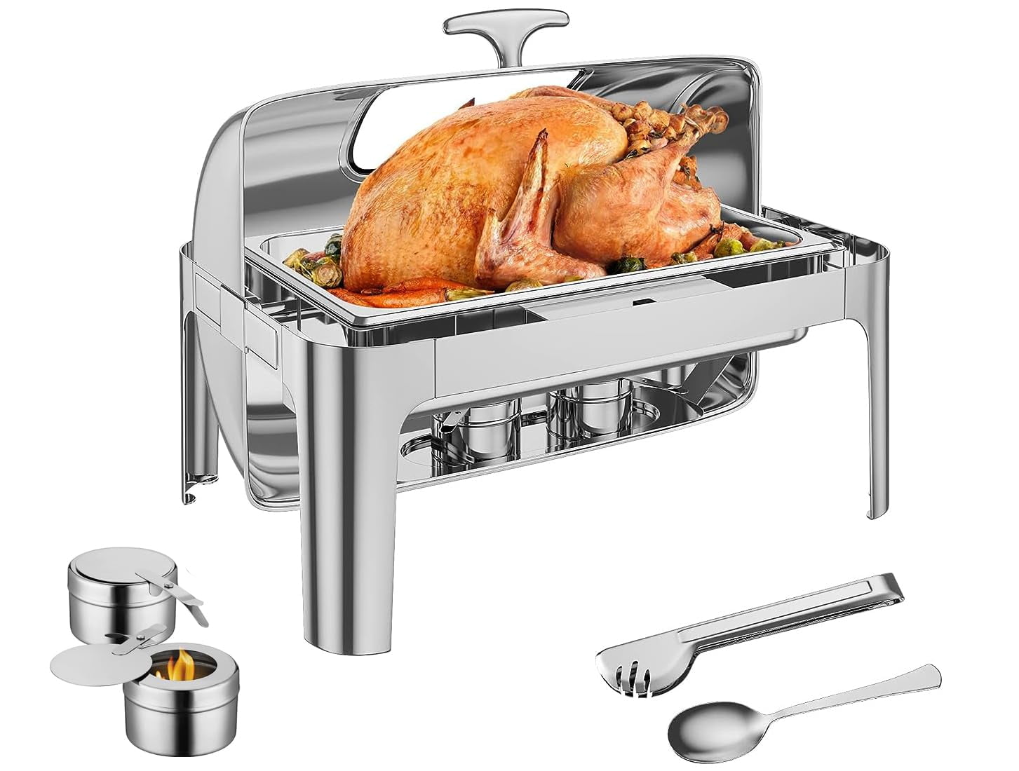 9QT [Visible, 2* Half Pan] Classic Roll Top Lid Chafing Dishes for ...