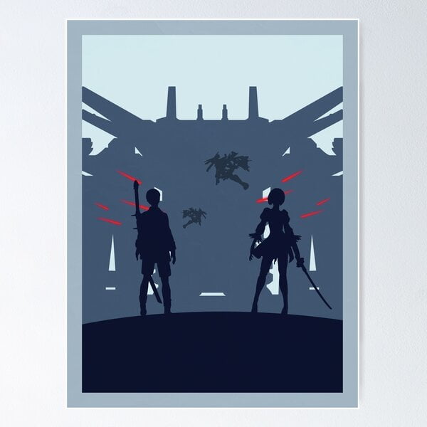 9S & 2B Nier - Minimalist Travel Style - Video Game Art Poster Wall Art ...