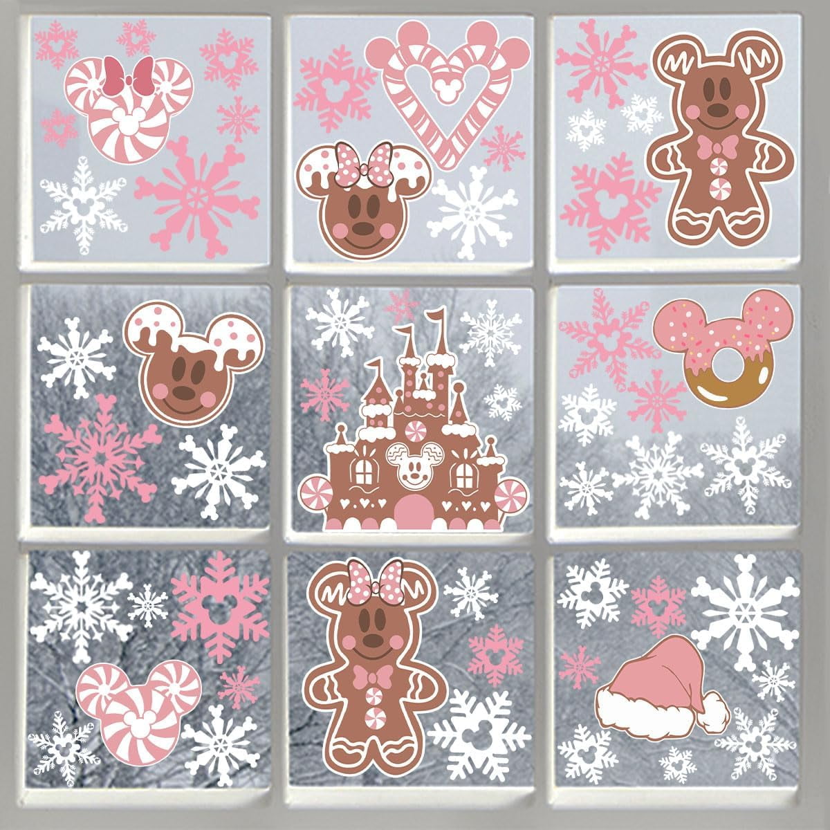 9Sheets Christmas Window Clings Gingerbread Christmas Party Decorations ...