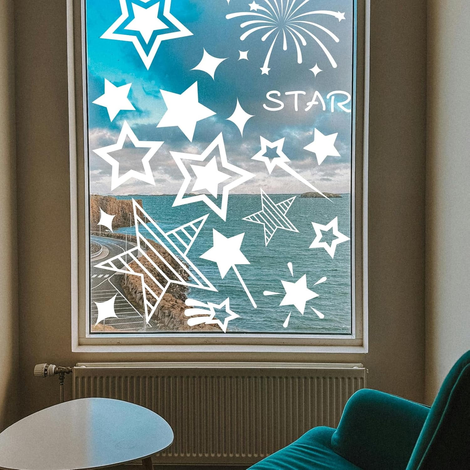 9Sheets White Star Window Clings Removable Static Window Stickers for ...