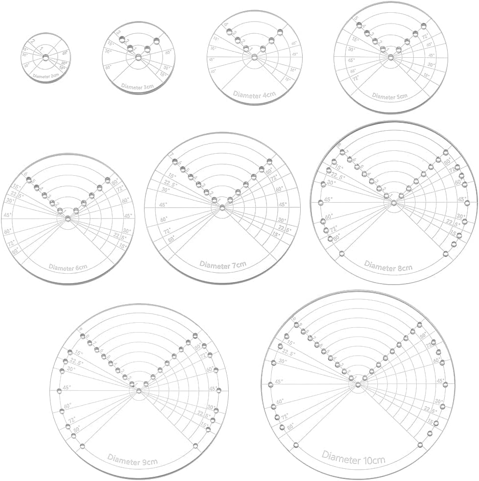 9Sizes Acrylic Round Center Finder Compass 2~10cm Diameter Center ...