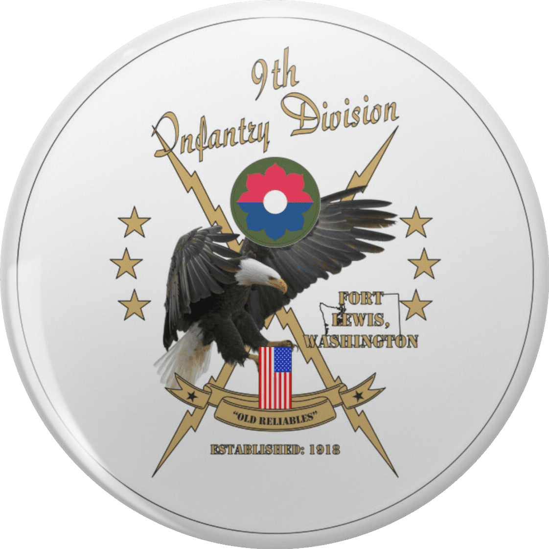 9TH INFANTRY DIVISION EAGLE DESIGN FORT LEWIS VETERAN (LIGHT BACKGROUND ...