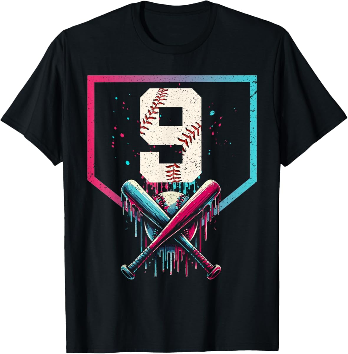 9Th Birthday Baseball Home Plate Drip Ice Cream Sprinkle Unisex Men ...