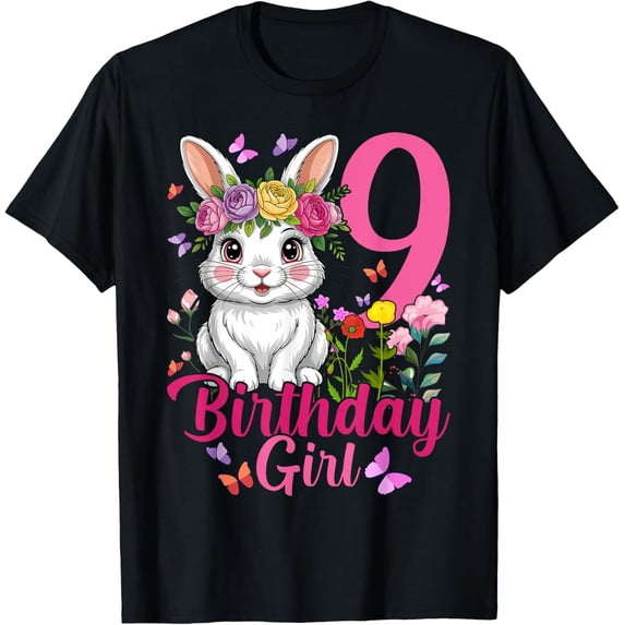 9Th Birthday Rabbit Bunny Nine Finally 9 Birthday Bunny T-Shirt ...