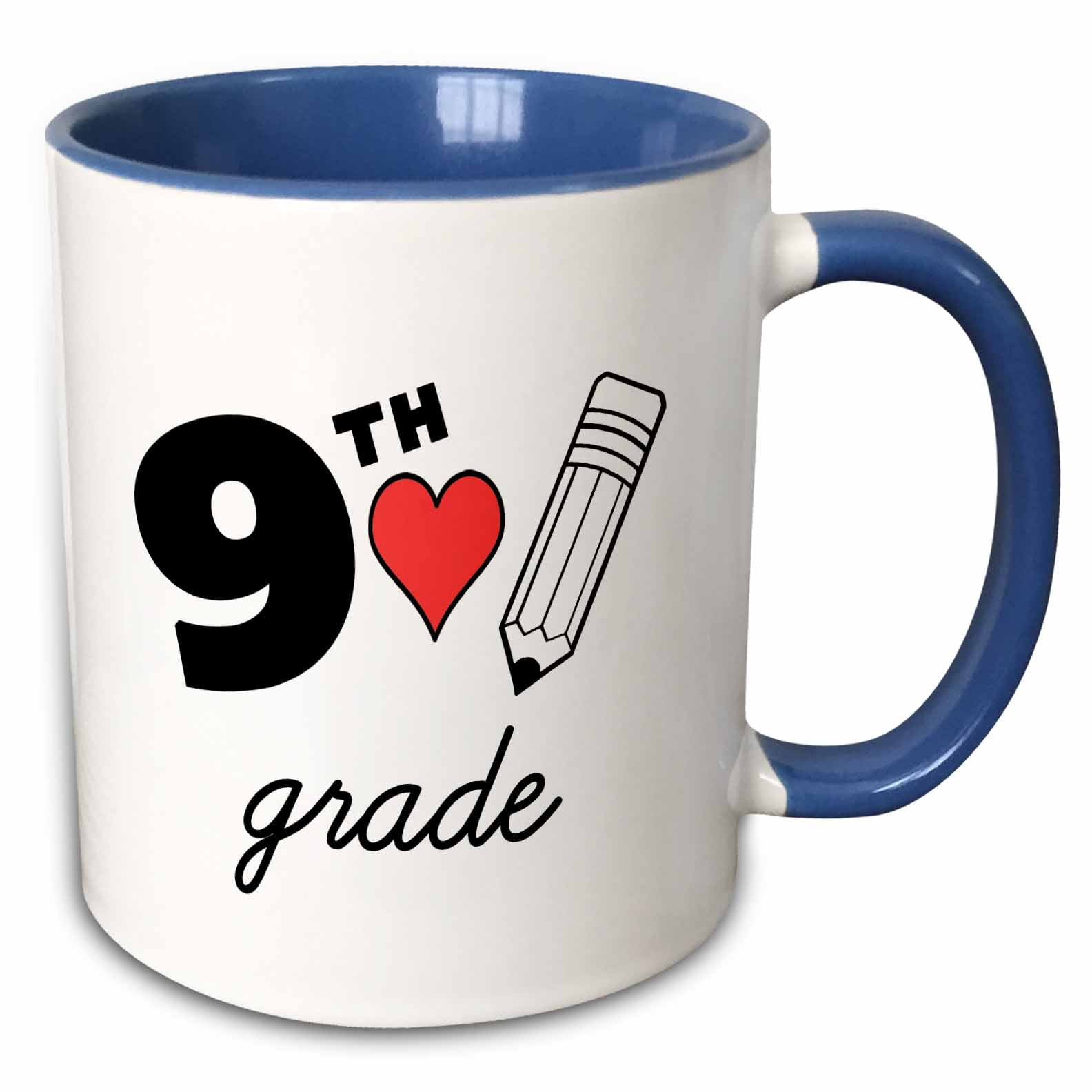 3drose, 9th Grade with Clipart Red Heart and Pencil. Black Lettering on ...