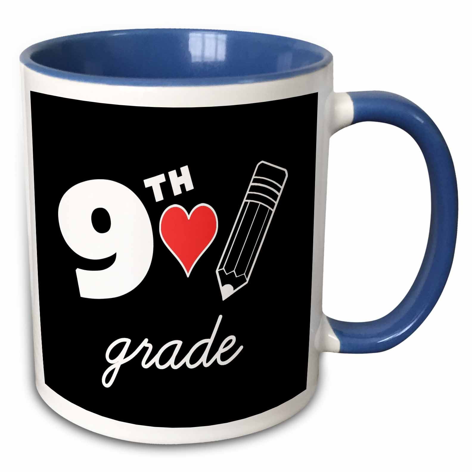 3drose, 9th Grade with Clipart Red Heart and Pencil. White Lettering on ...