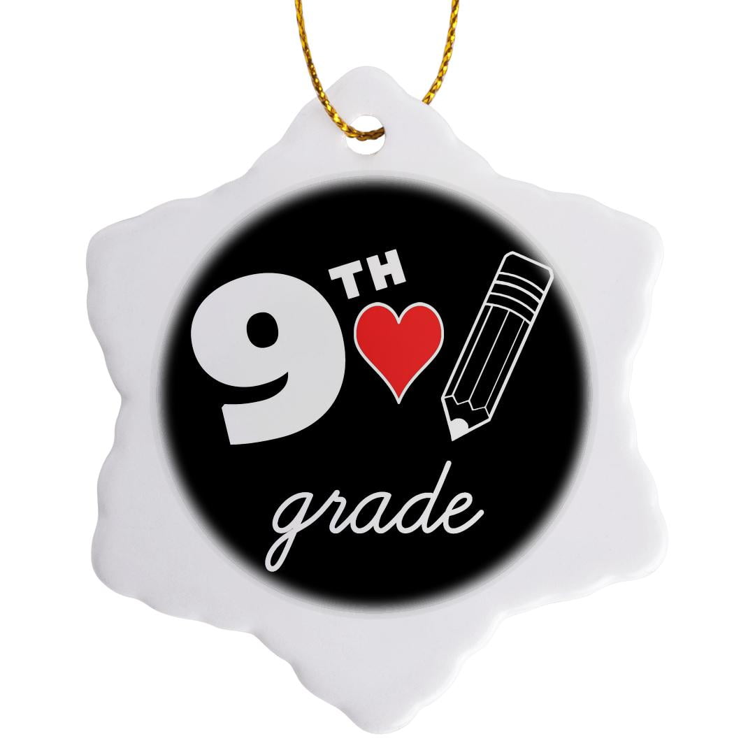3drose, 9th Grade with Clipart Red Heart and Pencil. White Lettering on ...