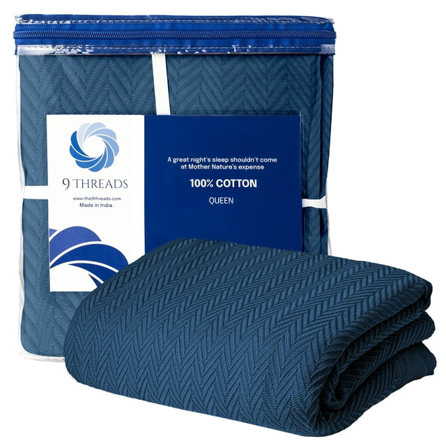 9Threads Luxury Cotton Blankets for Queen Size Bed | All-Season 100% ...