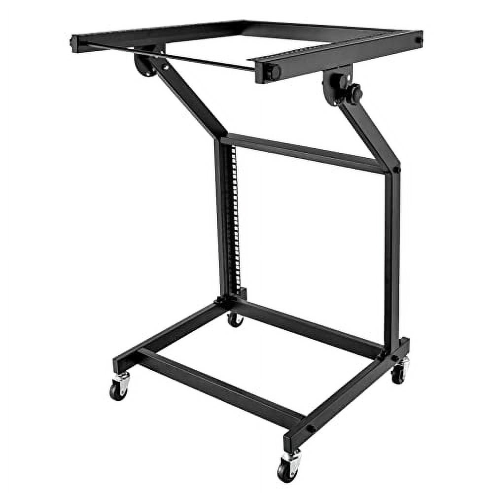 9U DJ Mixer Stand Adjustable Rack Mount Rolling Stage Cart Studio Music ...