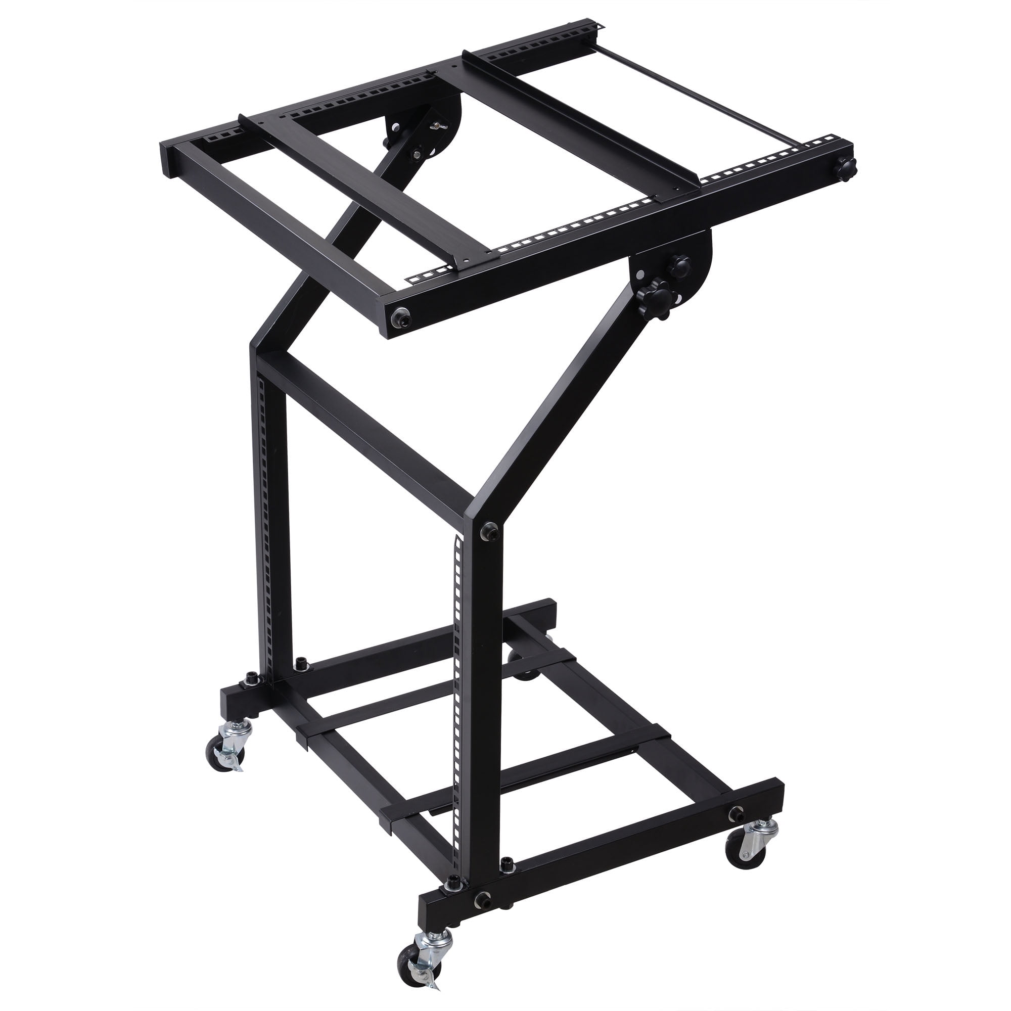 9U DJ Mixer Stand Adjustable Rack Mount Rolling Stage Cart Studio Music ...