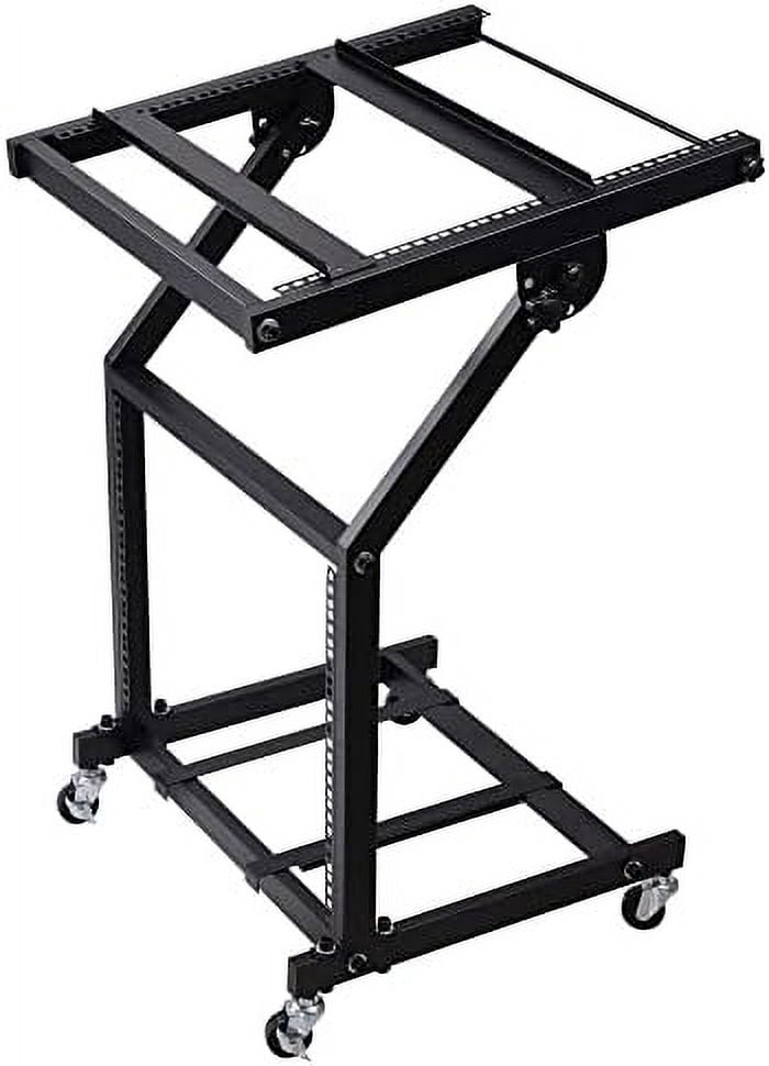 9U DJ Mixer Stand Adjustable Rack Mount Rolling Stage Cart Studio Music ...