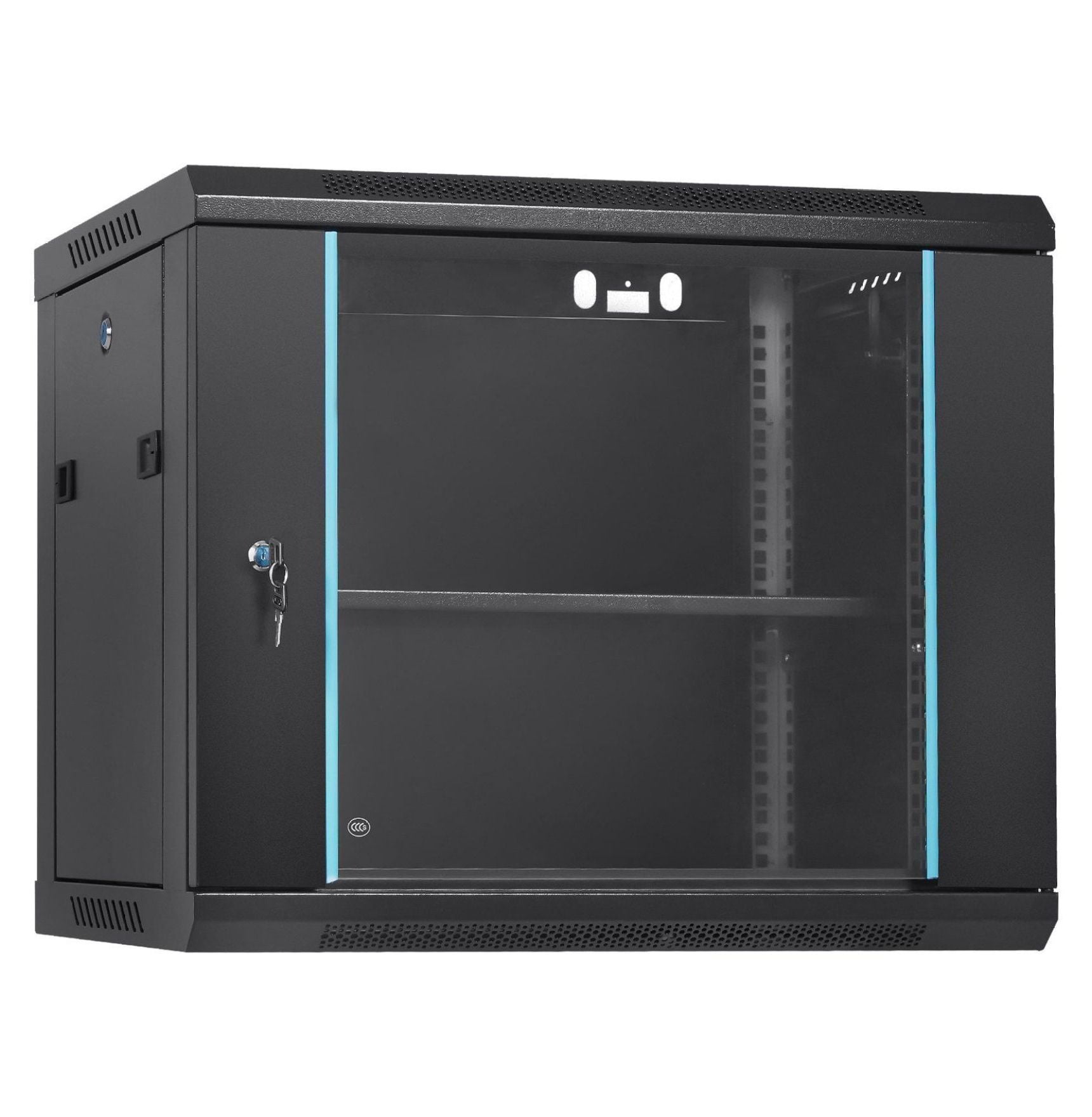 9U Wall Mount Server Cabinet, 15.5” Deep Network Rack, Locking Glass ...