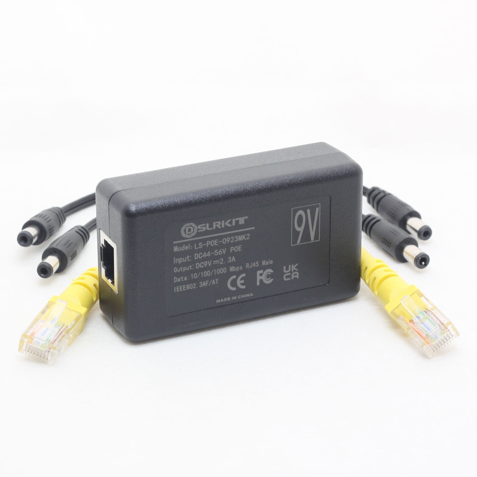 9V 2.3A Gigabit Active PoE Splitter 23watt DC 5.5x2.1/2.5mm Ethernet ...