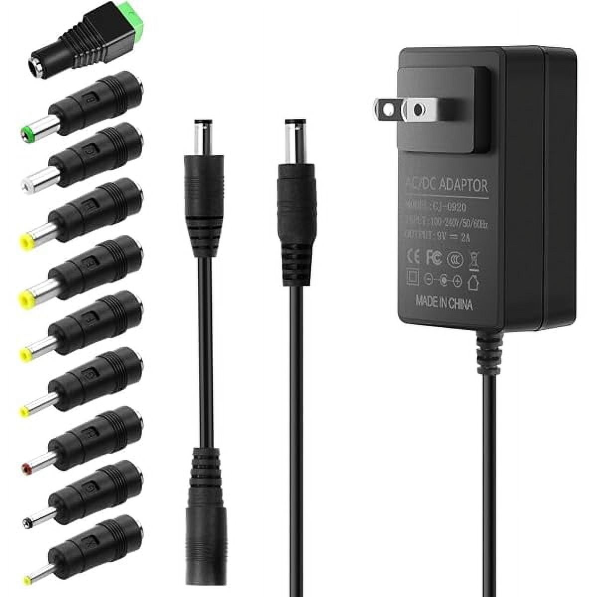 9V 2A Power Adapter Universal Power Supply DC 9V Power Cord 9 Volt 2 ...