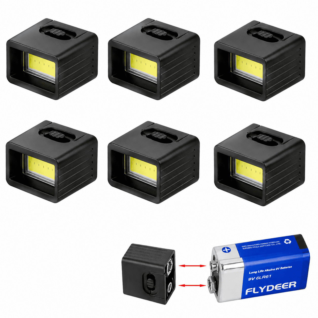 9V LED Flashlight, Mini Pocket Flashlight with COB Light, Waterproof ...
