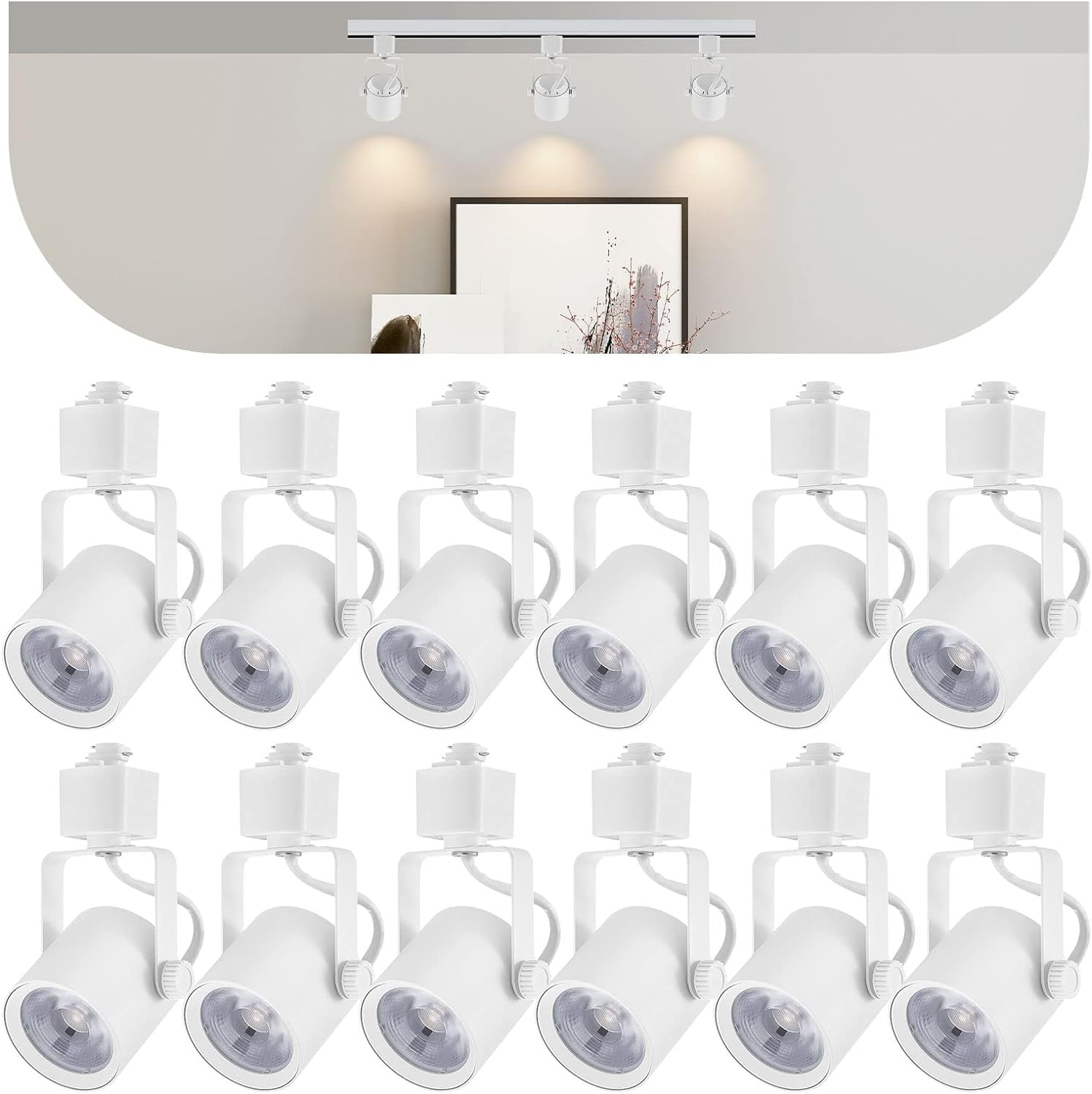 9W 3000K LED Track Light Heads Dimmable 3 Wire H Type Track Lighting ...