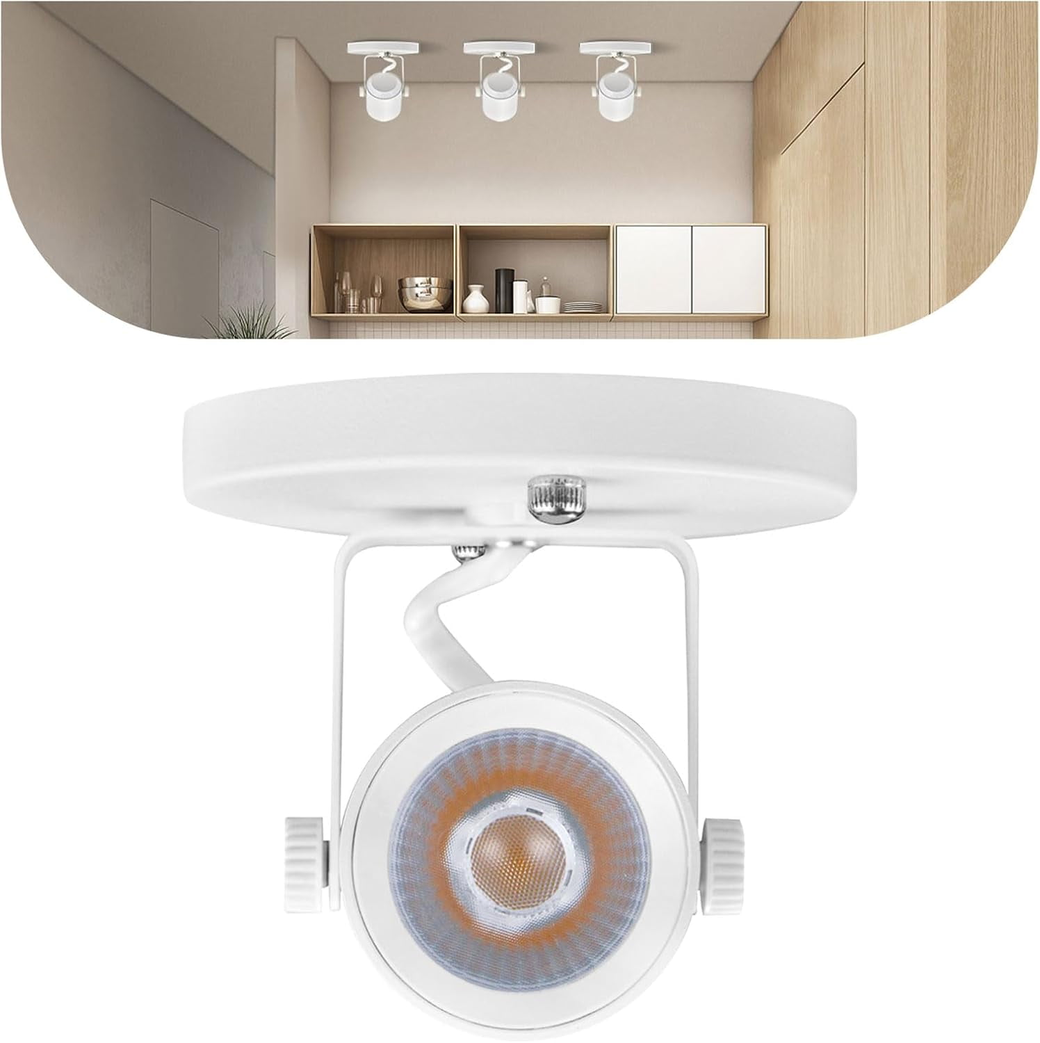 9W 4000K LED Round Ceiling Spotlight Fixture Dimmable Directional ...