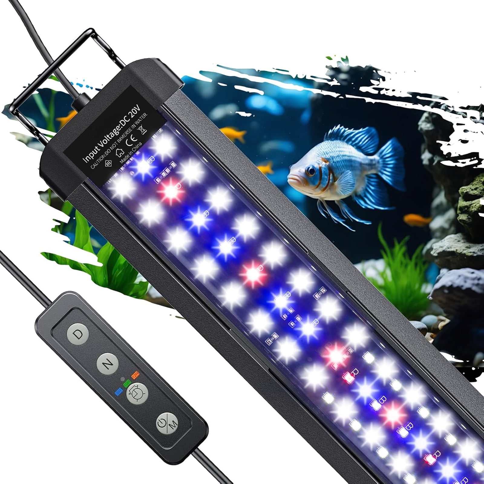 9W Aquarium LED Light for 12 to 18 Inch Extendable Fish Tank Light with ...