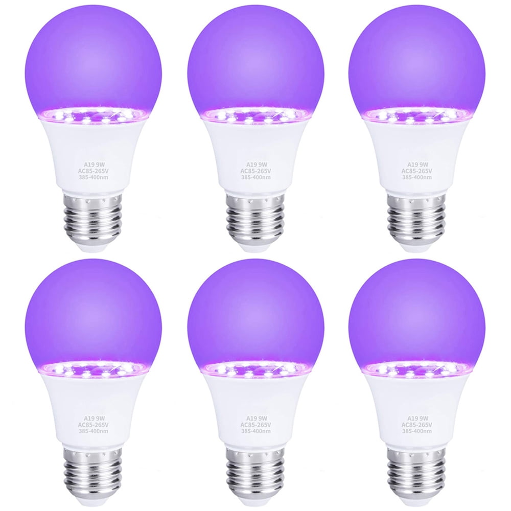 9W UV LED Black lights Bulb A19 E26 E27 UV UVA Level 395-400nm Glow in ...