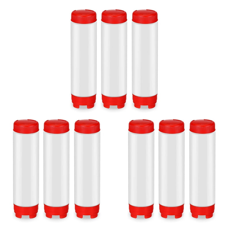 9X 16 Oz Inverted Plastic Squeeze Bottles, Refillable Tip Large Valve ...