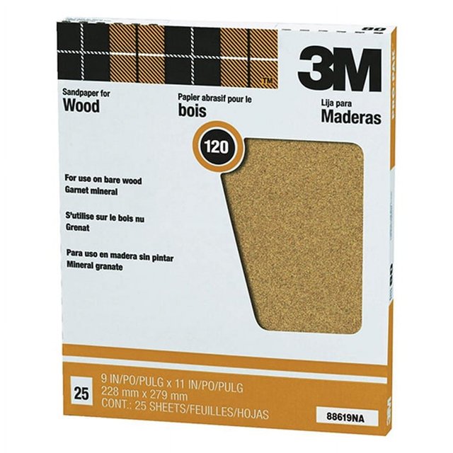 9X11 Garnet 120C Sandpaper 3M Garnet Sheet 88619 051144886197 - Walmart.com