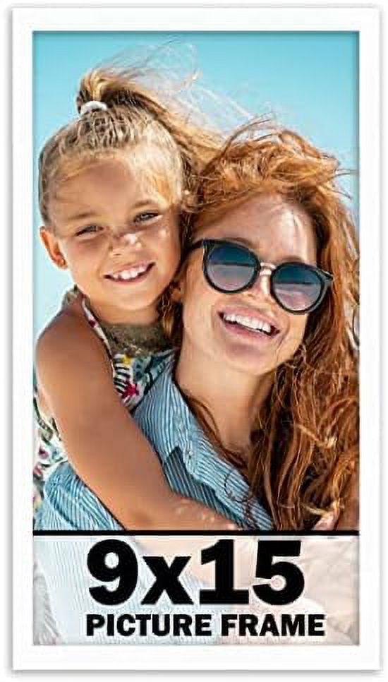 9X15 Frame White Solid Wood Picture Frame Includes UV Shatter Guard ...