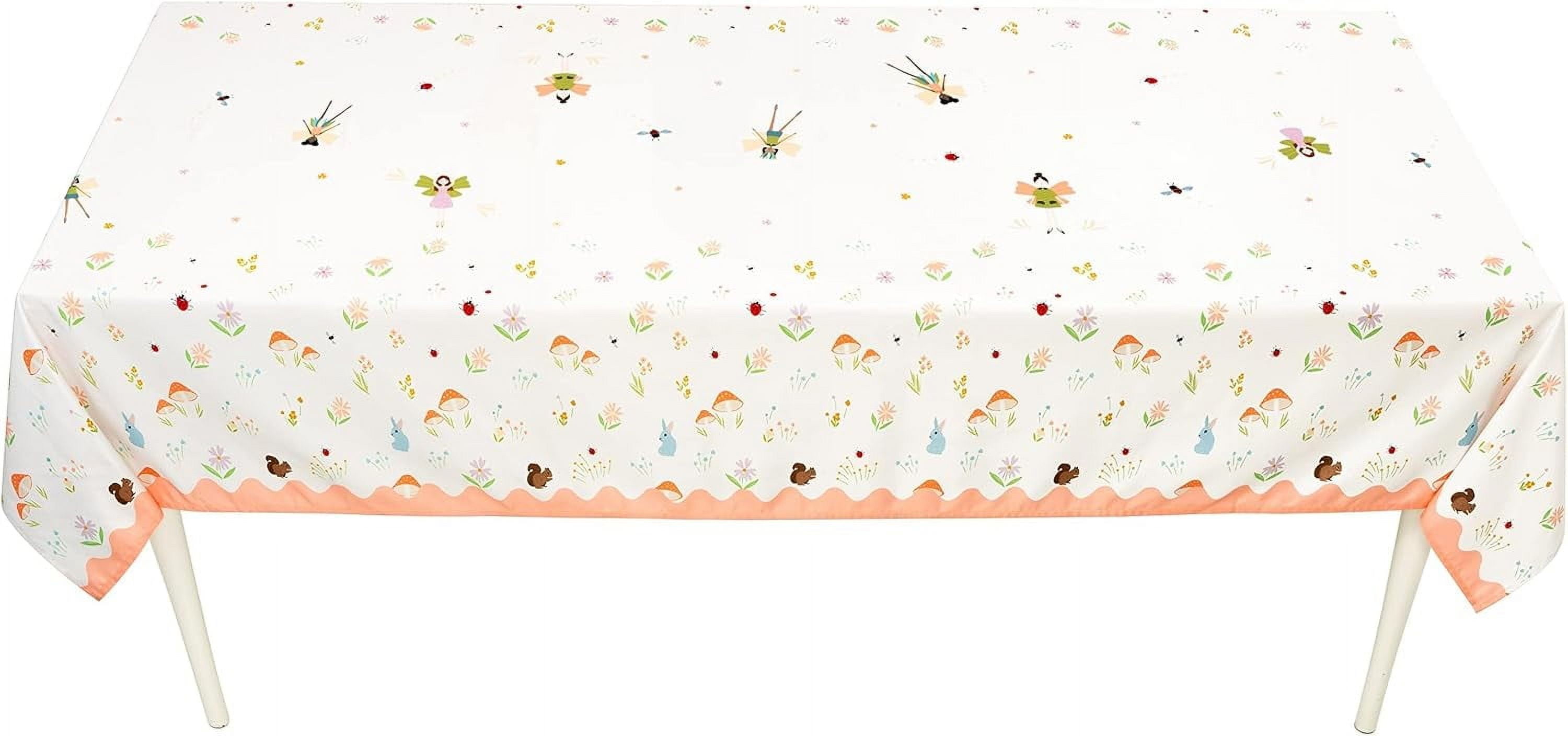 9X5ft Fabric Woodland Fairy Tablecloth for Girls Birthday Party Fairy ...