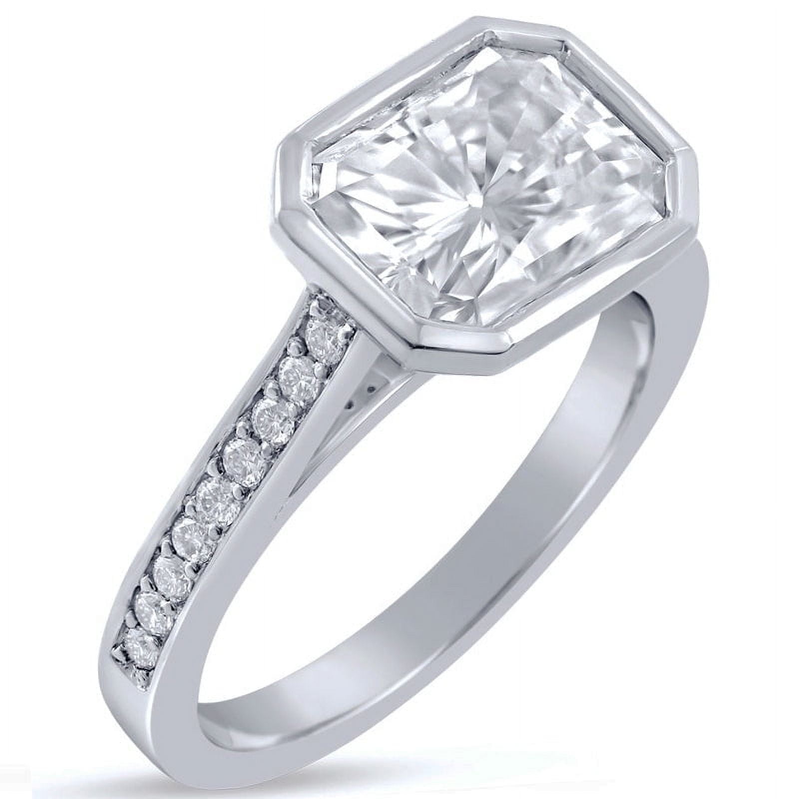 9X7mm Forever One Radiant Cut Bezel Set Moissanite and Diamond ...