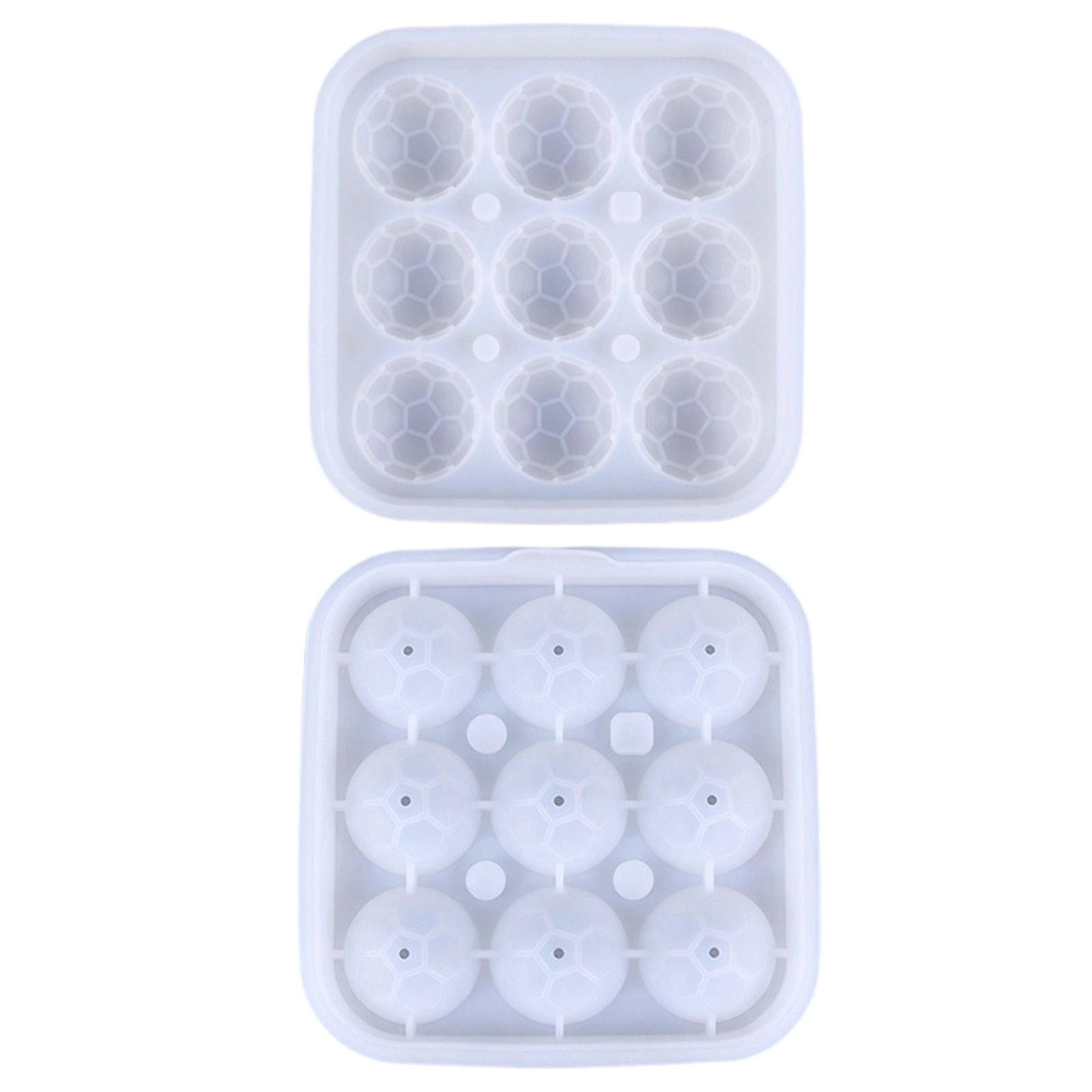 9cavity Soccer Silicone Chocolate Mold Freezer Ice Tray Round Ice Cubes ...