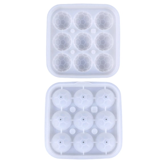 9cavity Soccer Silicone Chocolate Mold Freezer Ice Tray Round Ice Cubes ...