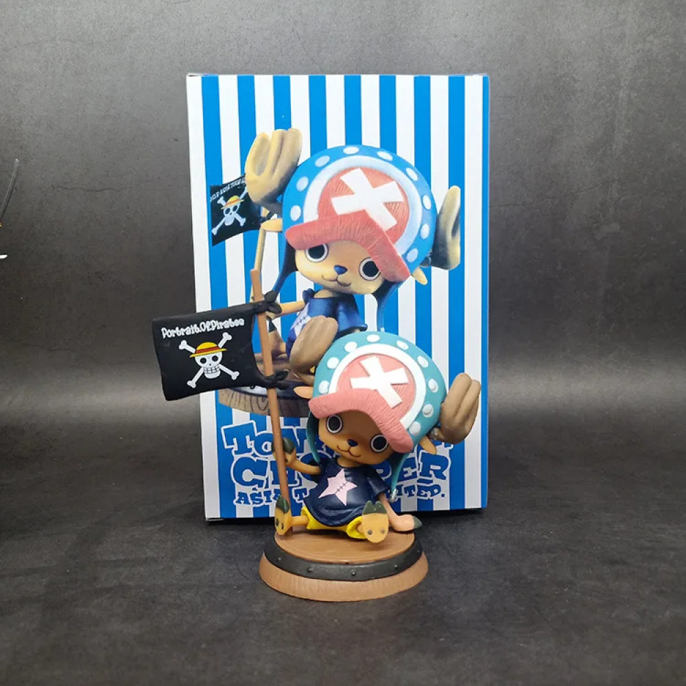 9cm One Piece Figure Anime Chopper With Flag Action Figurine Doll Model ...