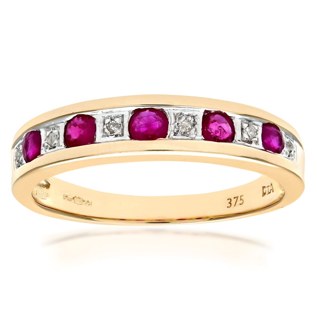 9ct Gold Jewelco London 2pts Diamond 0.38ct Ruby Channel Eternity Ring ...
