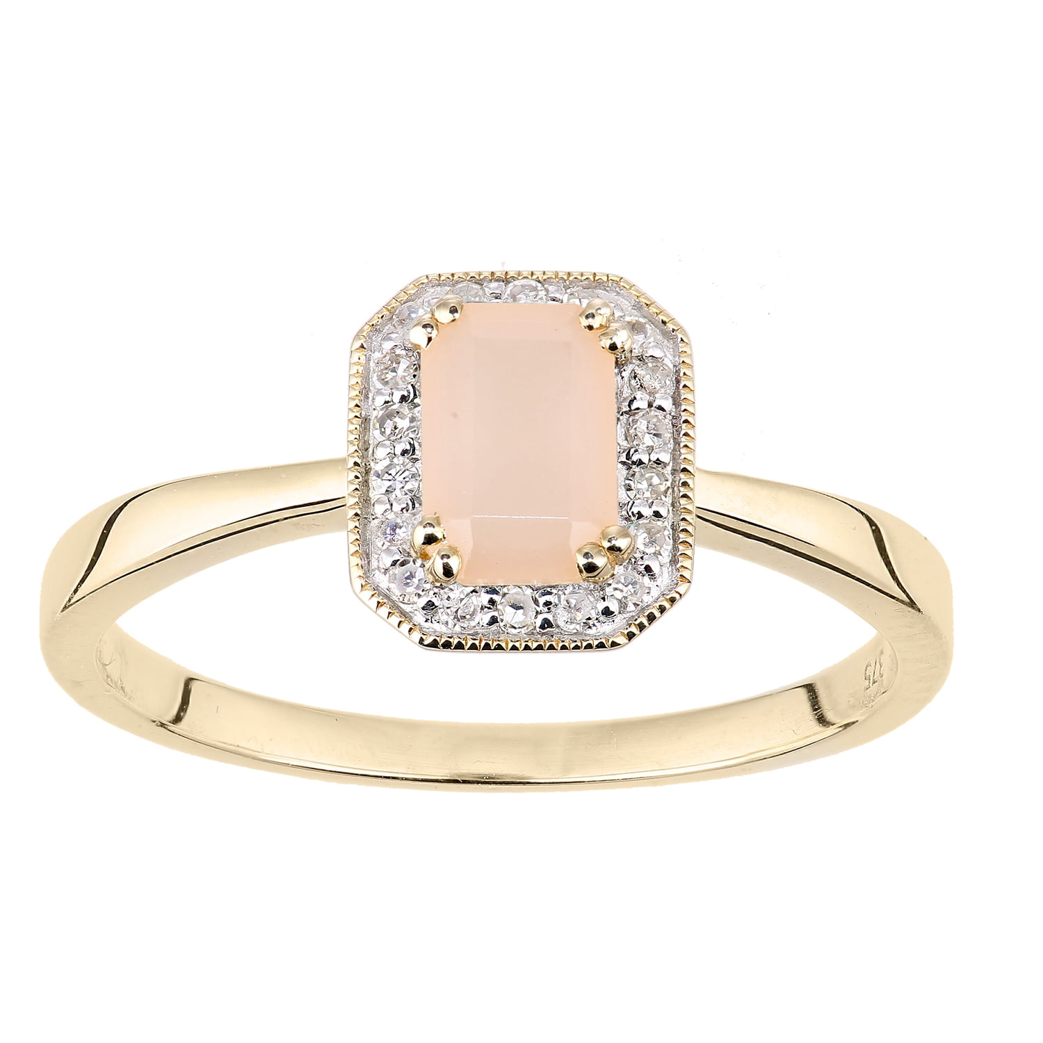 9ct Gold Jewelco London Diamond Octagon Opal Octagon Mill Grain Halo ...