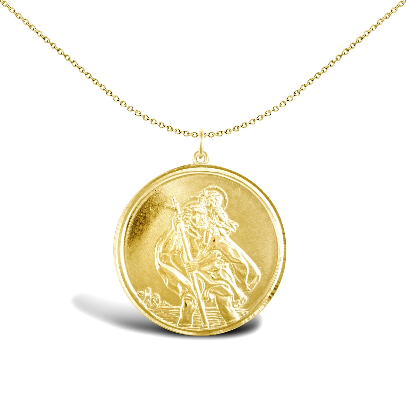 9ct Gold Jewelco London Double Sided St Christopher Medallion Pendant ...