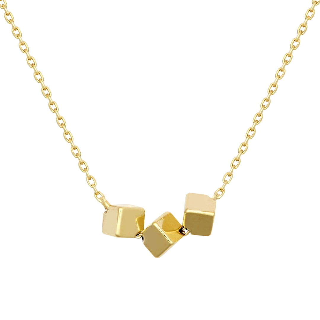 9ct Gold Jewelco London Hollow Cube Rolo Trace Chain Necklace, 18 inch ...