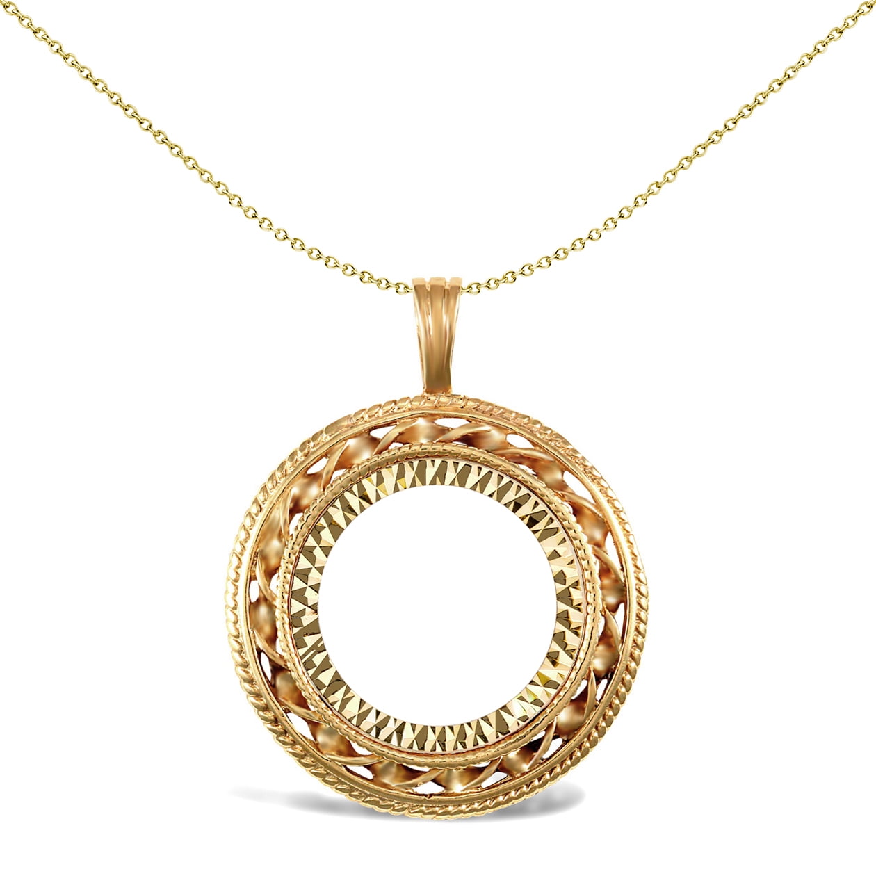 9ct Gold Jewelco London Rope Candy Twist Frame Half Sovereign Coin ...
