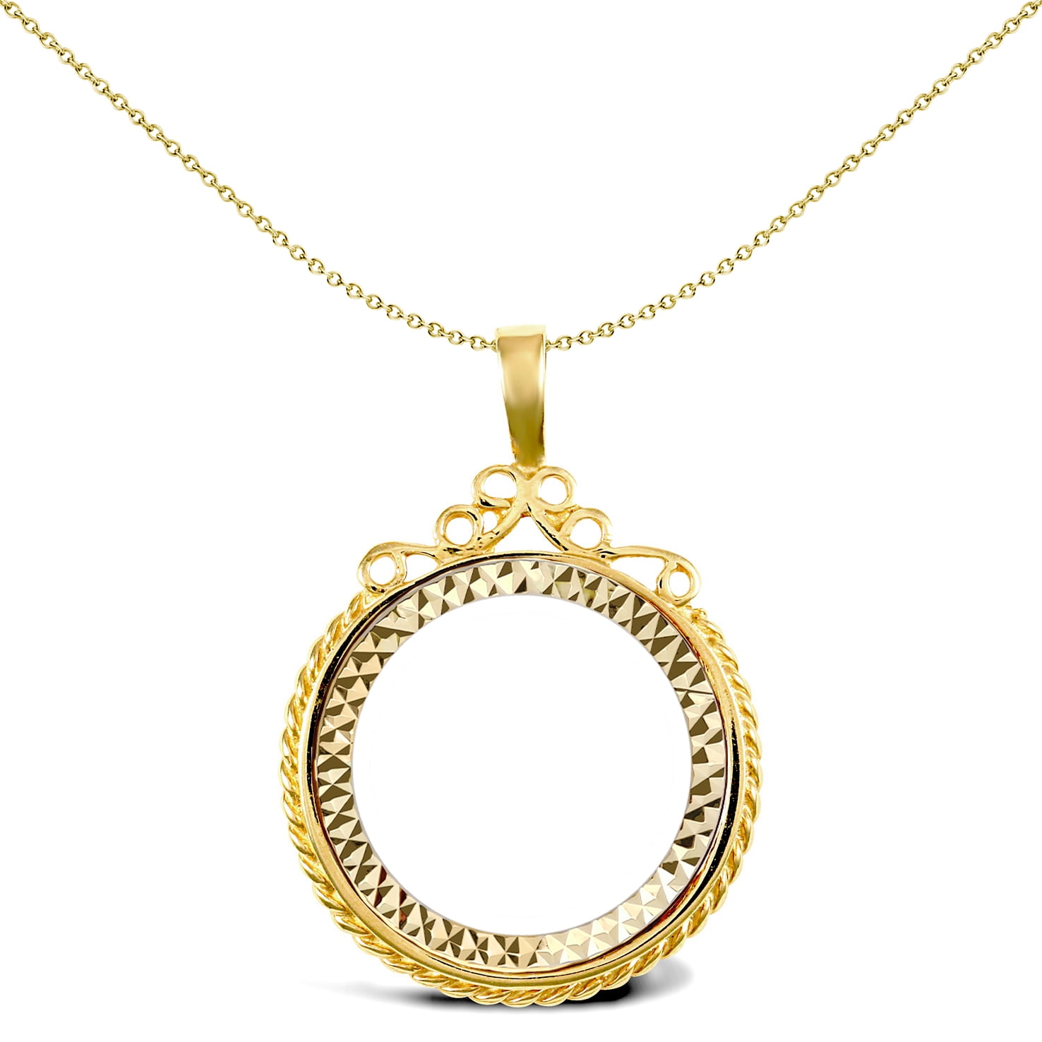 9ct Gold Jewelco London Rope Edge Scroll Top Full Sovereign Coin Mount ...