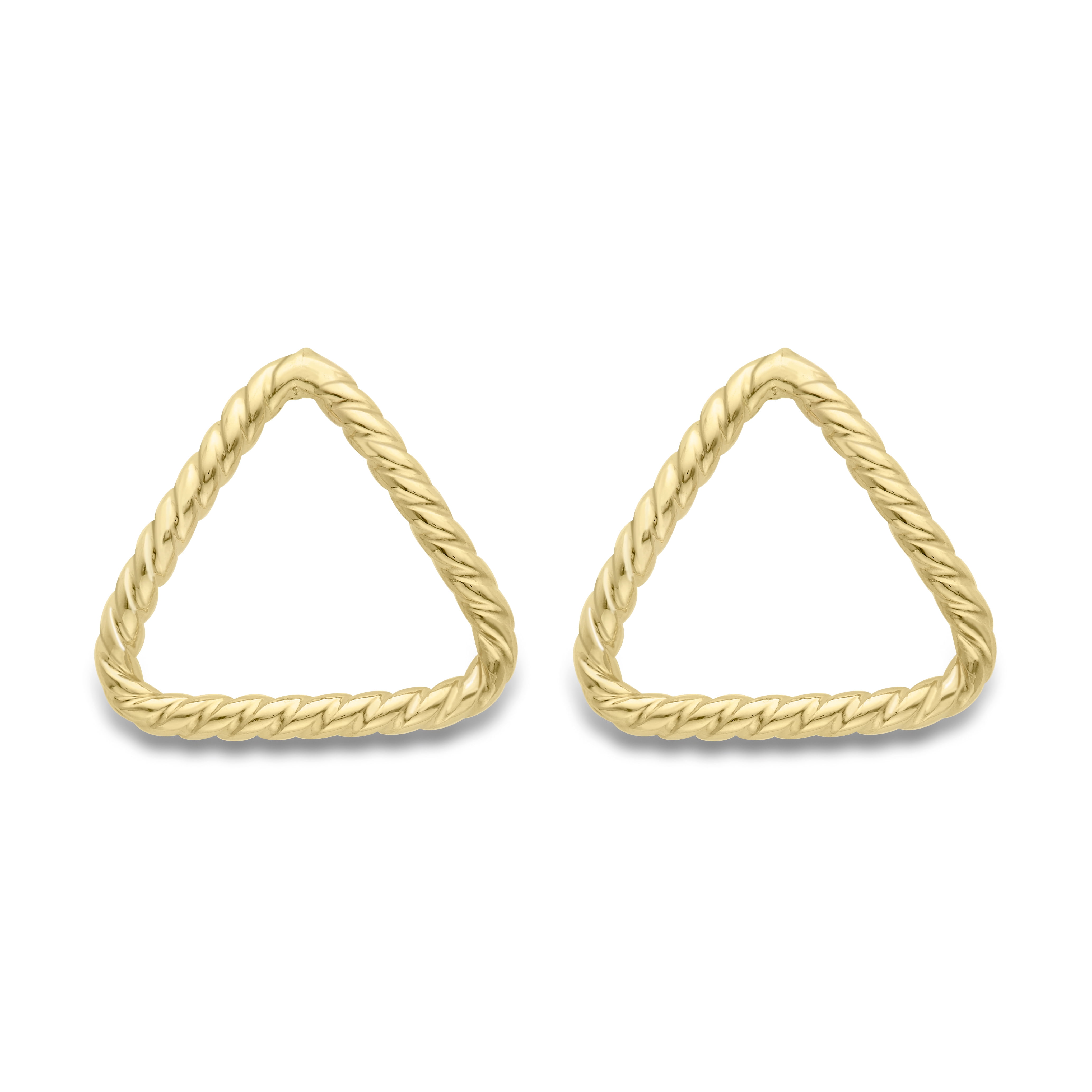 9ct Gold Jewelco London Rope Twist Equilateral Triangle Stud Earrings ...