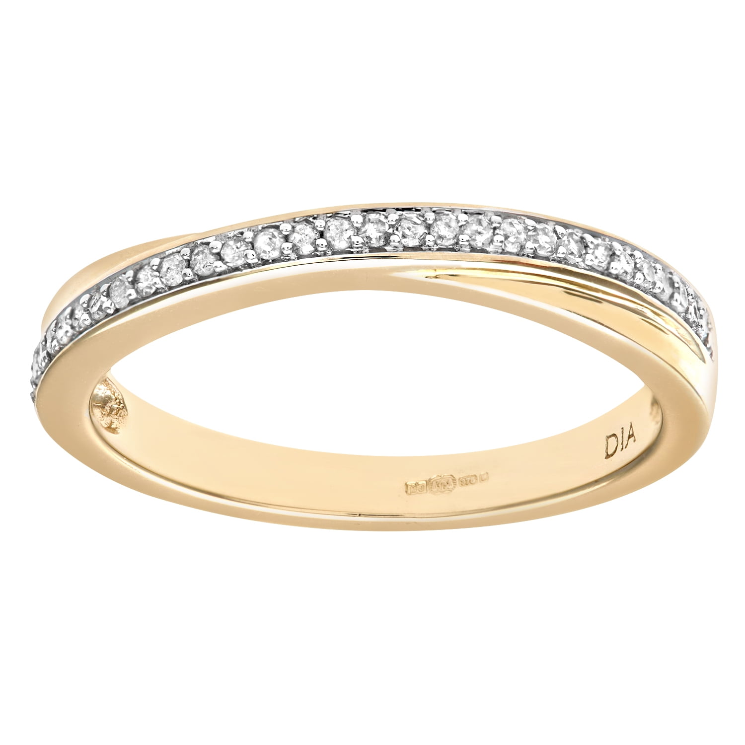 9ct Gold Jewelco London Round 14pts Diamond Crossover Eternity Ring 2 ...