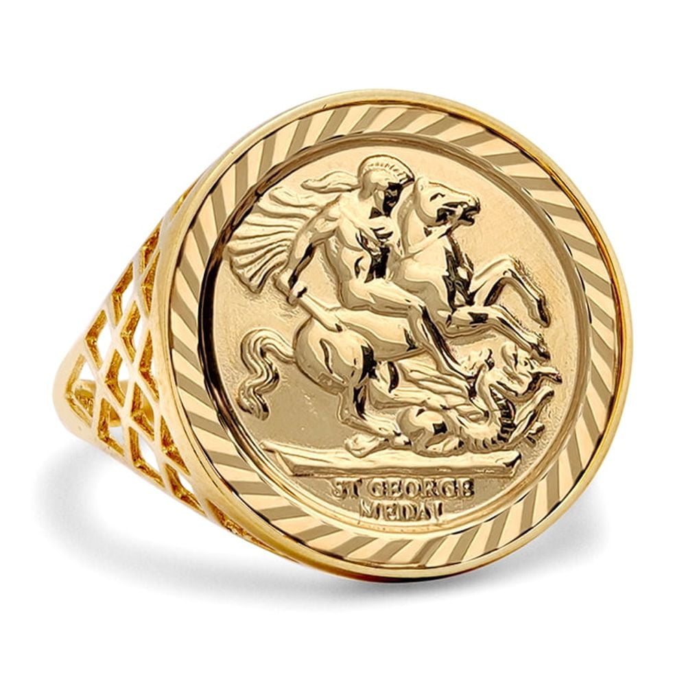 9ct Gold Jewelco London St George Dragon Slayer Basket Half-Sovereign ...