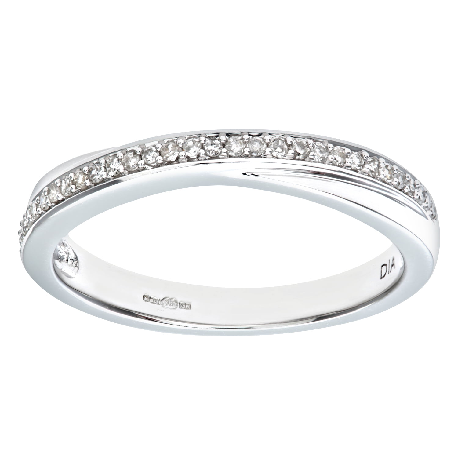 9ct White Gold Jewelco London Round 14pts Diamond Crossover Eternity ...