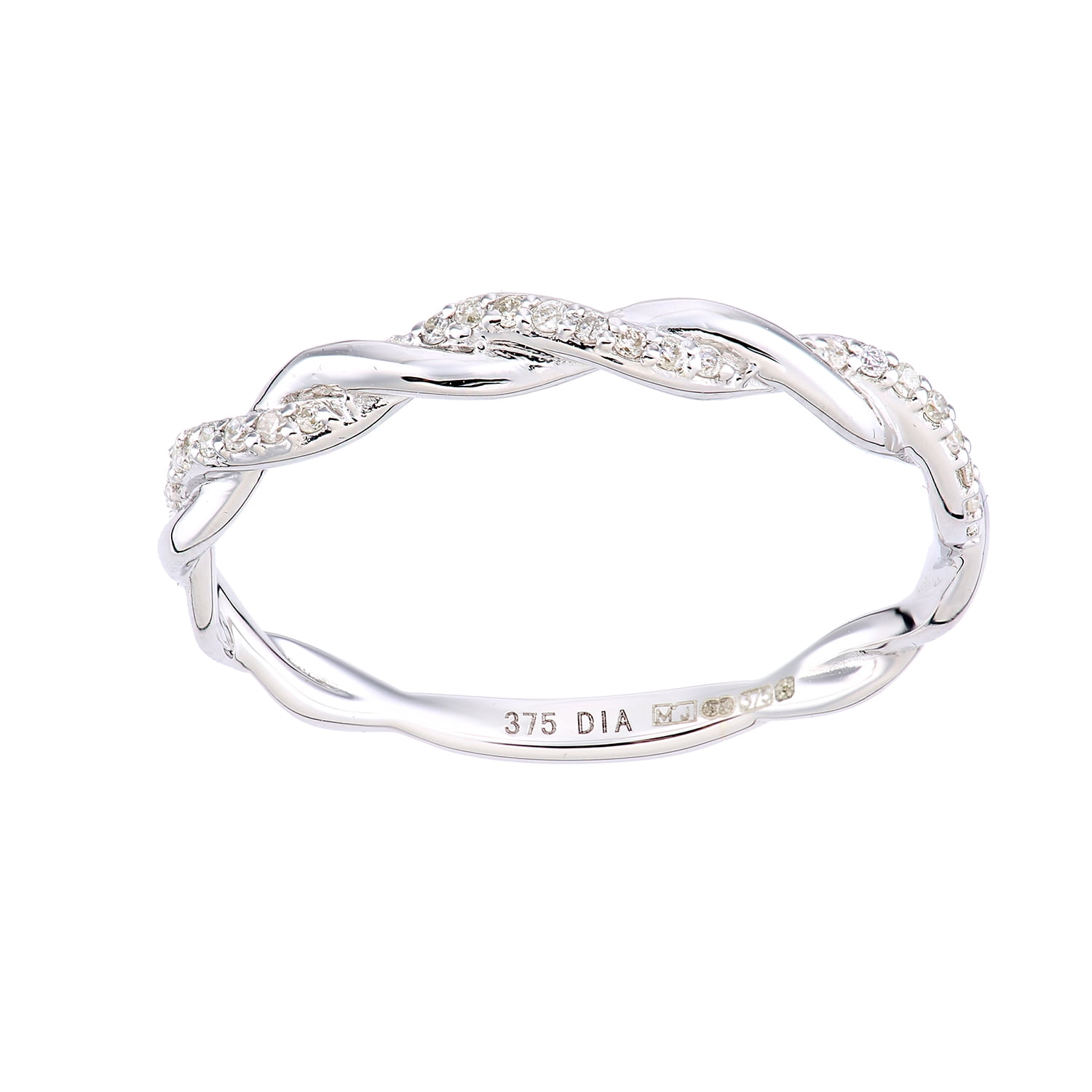 9ct White Gold Jewelco London Round 7pts Diamond Crossover Eternity ...