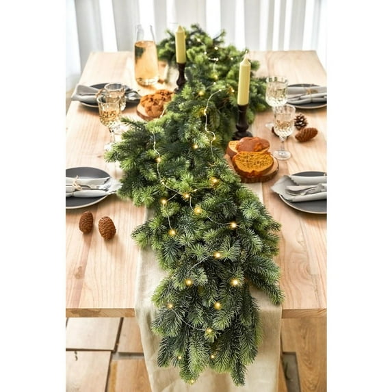 9ft Artificial Cedar Christmas Garland | 120 LED Lights, Real-Touch ...