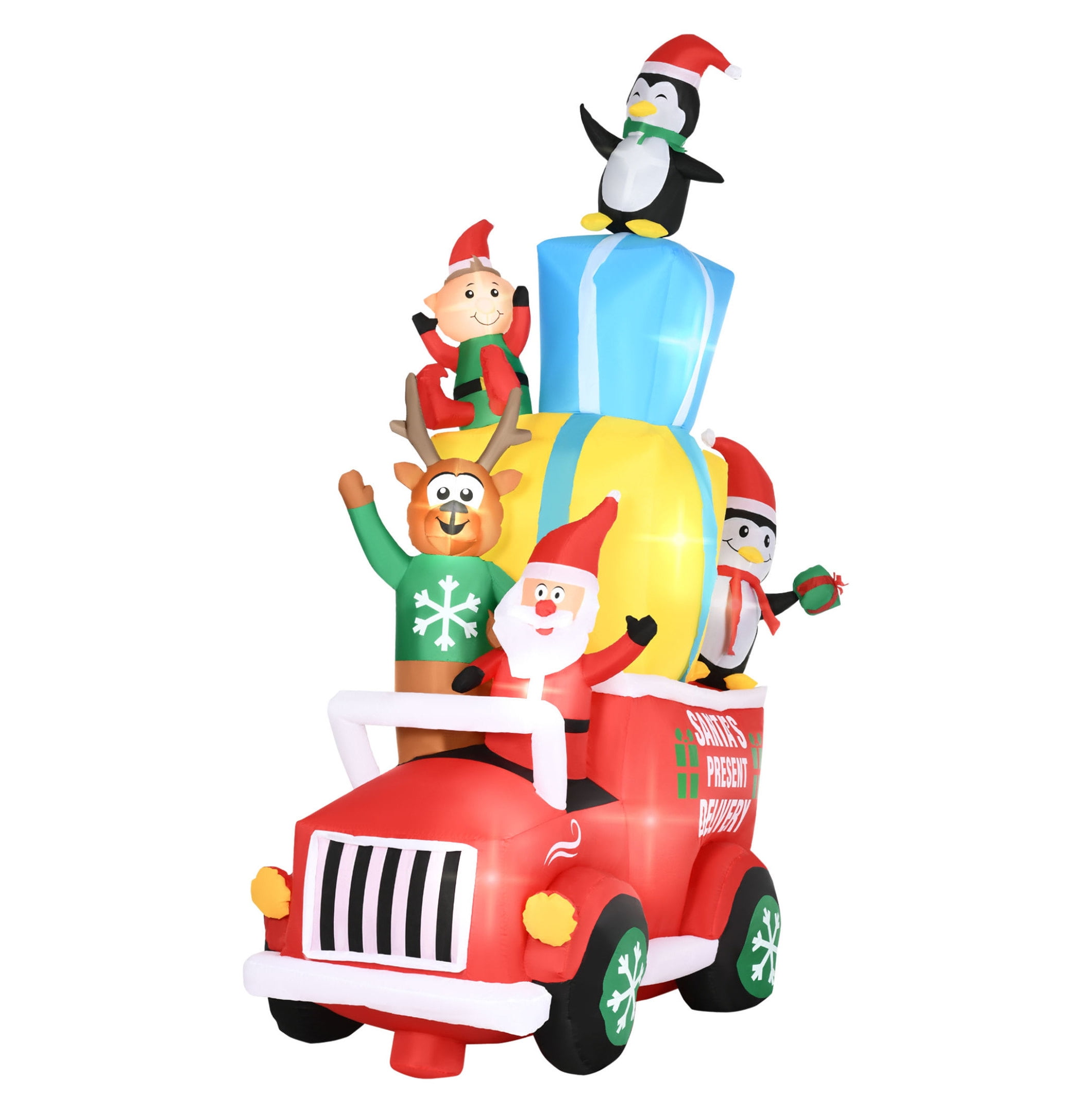 9ft Christmas Inflatables Outdoor Decorations Santa Claus Drives a Gift ...