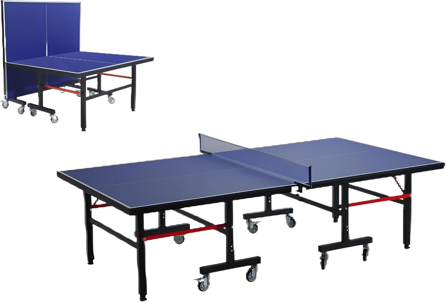 9ft Foldable Ping Pong Table Set - Portable Mid-Size Table Tennis Table ...