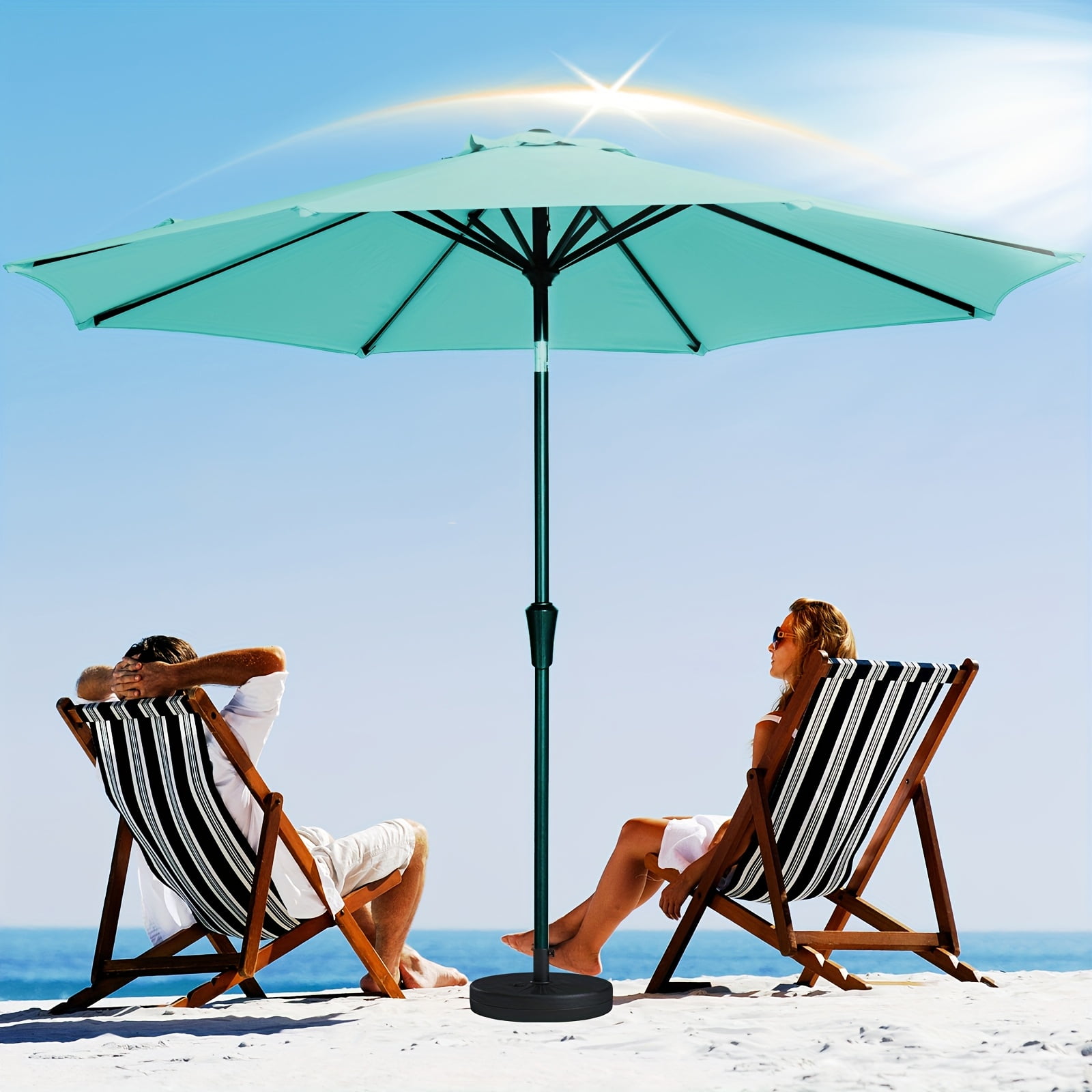 9ft Large Outdoor Patio Sunshade Canopy - Push Button Tilt & Crank, 8 ...