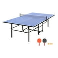 9ft Mid-Size Table Tennis Table Foldable & Portable Ping Pong Table Set ...