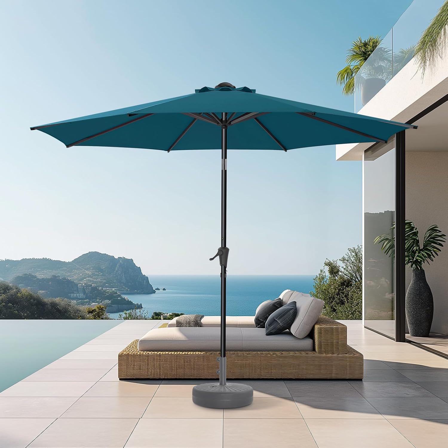 9ft Outdoor Patio Umbrella - Market Table Pool Deck Umbrella UPF50+ UV ...